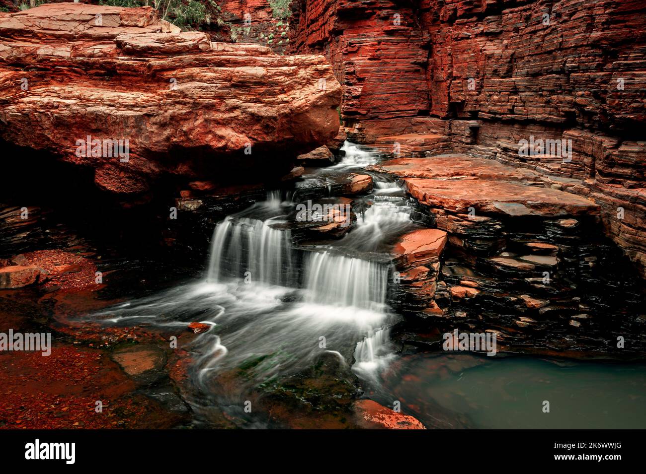 Small waterfall deep down in Hancock Gorge, part of Karijini National ...