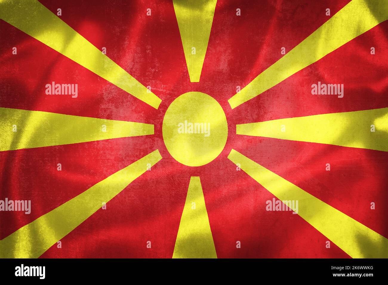 Grunge 3D illustration of North Macedonia flag, concept of North ...