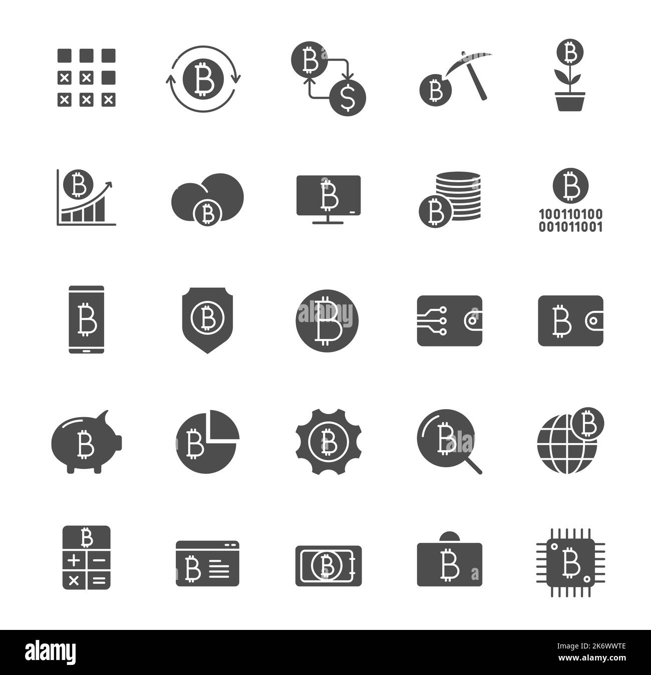 bitcoin grey silhouette vector icons Stock Vector Image & Art - Alamy