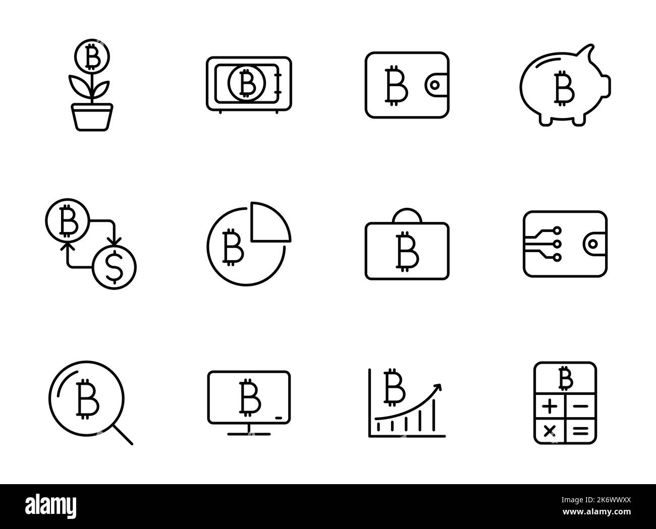 bitcoin linear vector icons Stock Vector Image & Art - Alamy