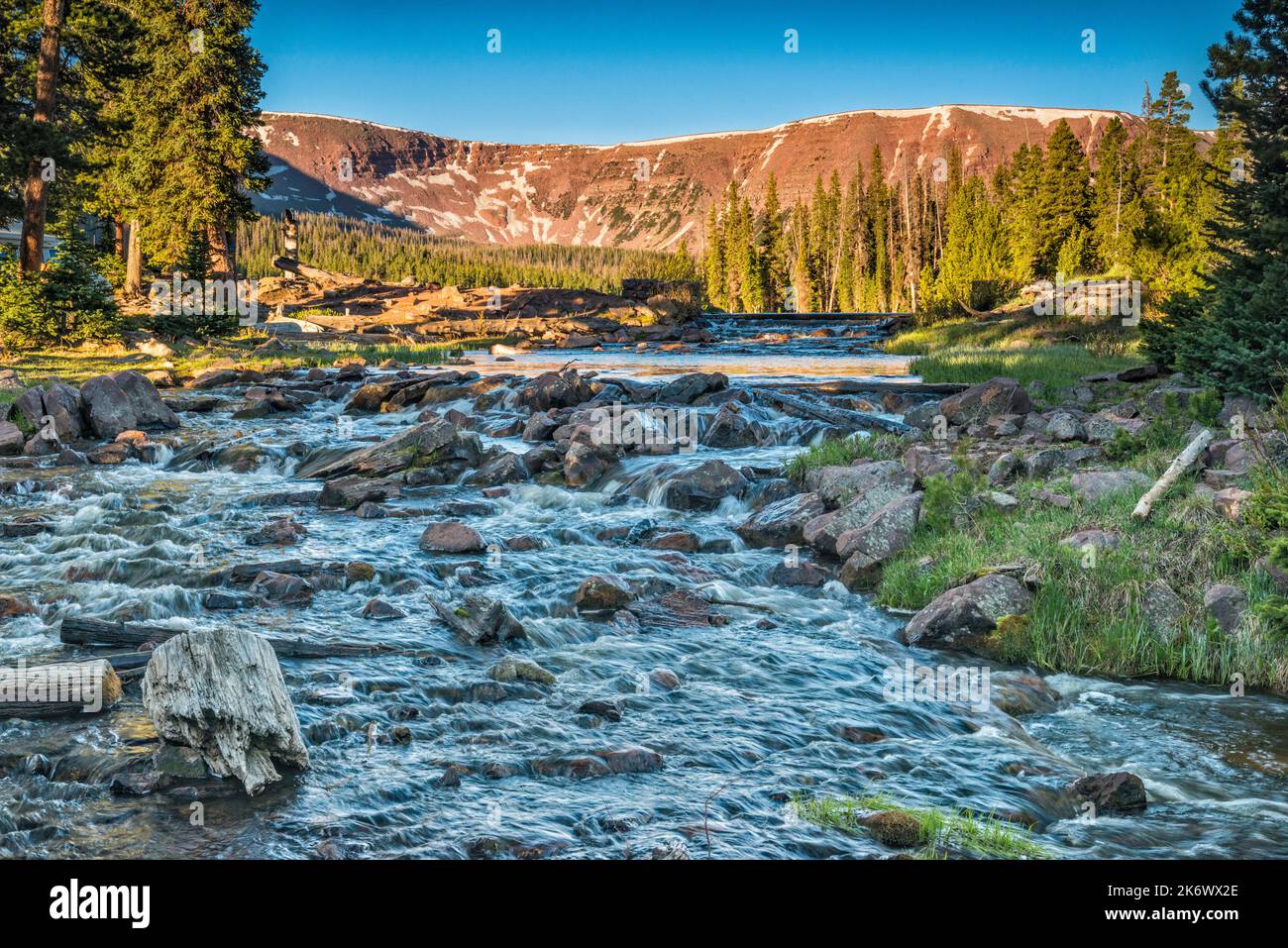 Middle Fork Sheep Creek flowing out of Spirit Lake, sunrise, Uinta ...