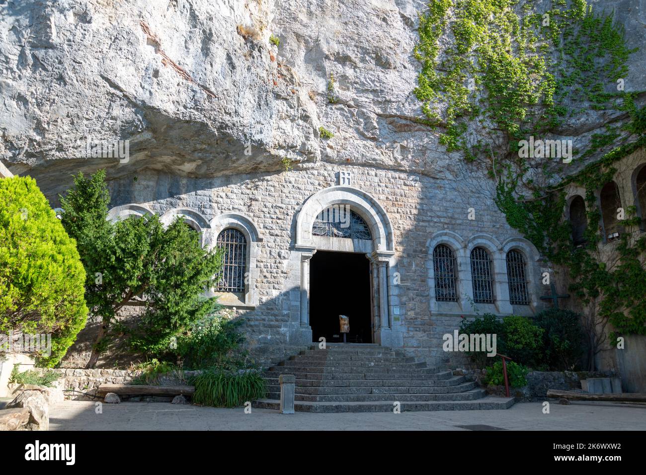 Mary Magdalene's cave, Var, France. The entrance to the church and cave ... Mary Magdalene's cave, Var, France. The entrance to the church and cave ...
