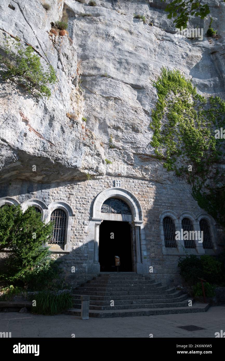 Mary Magdalene's cave, Var, France. The entrance to the church and cave ... Mary Magdalene's cave, Var, France. The entrance to the church and cave ...