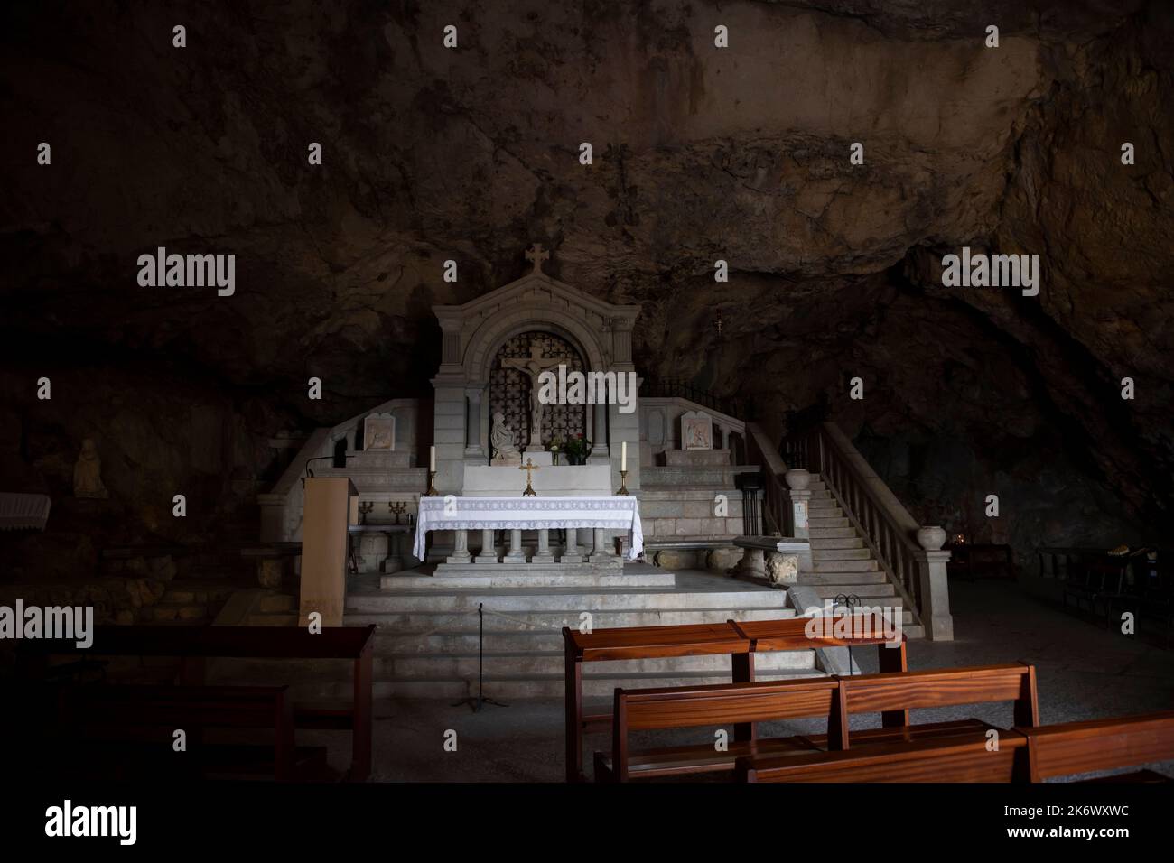 Inside the cave of the Shrine of St. Mary Magdalene, Var, France Stock ...