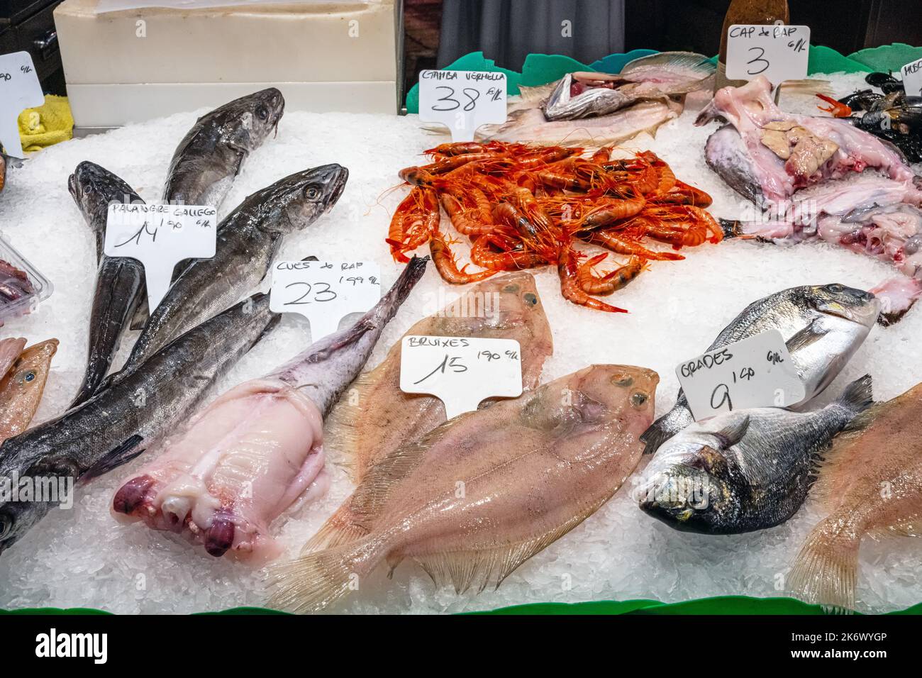 Fine choice of fresh fish and seafood for sale at a market Stock Photo ...