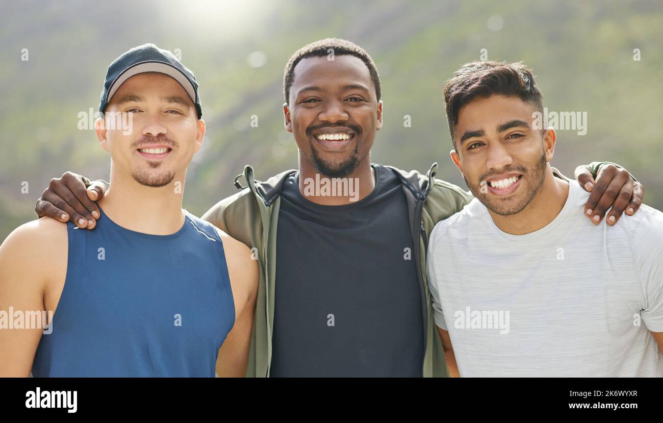 Just some fit guys making gains together. Portrait of a group of sporty ...