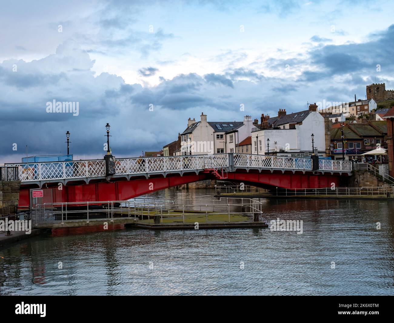 Swing bridge over the River Esk in Whitby harbour, North Yorkshire ...