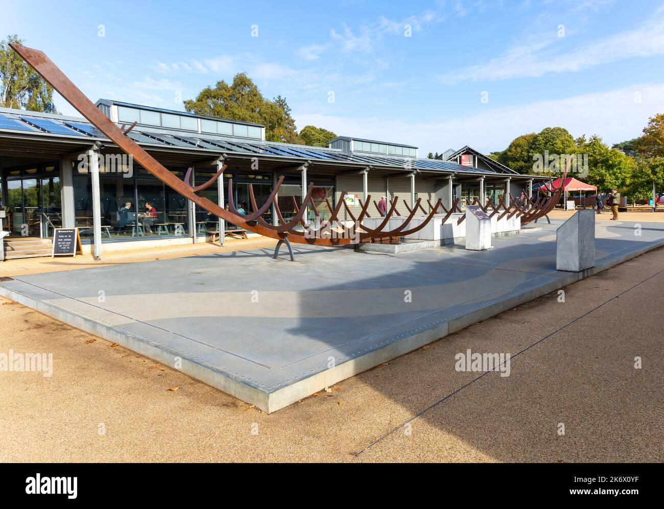 Steel frame of ship burial, Sutton Hoo, Suffolk, England, UK Stock ...