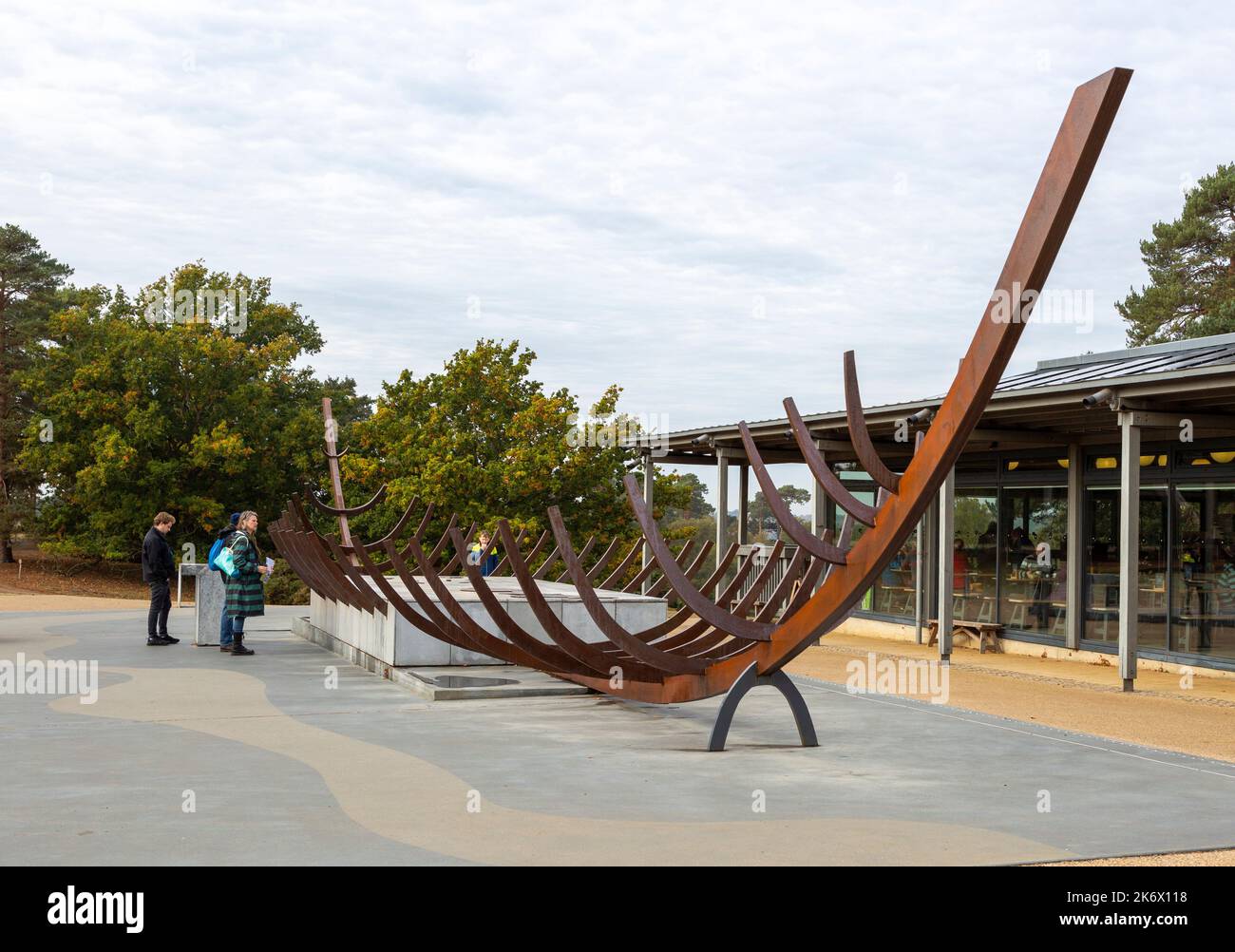 Steel frame of ship burial, Sutton Hoo, Suffolk, England, UK Stock ...