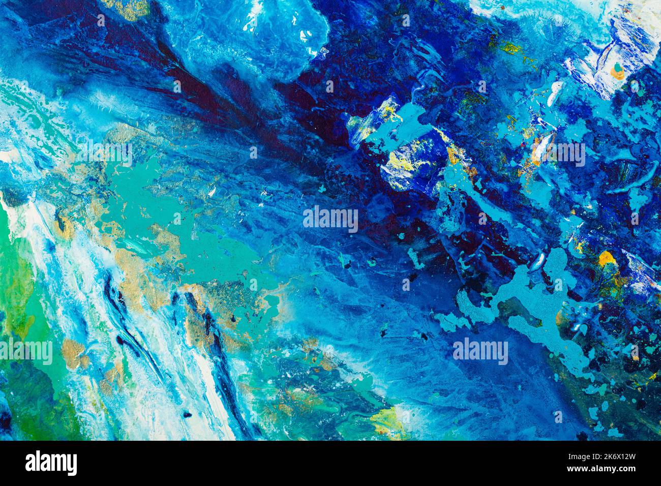 Classic blue color of the year 2020. Abstract fluid acrylic painting ...