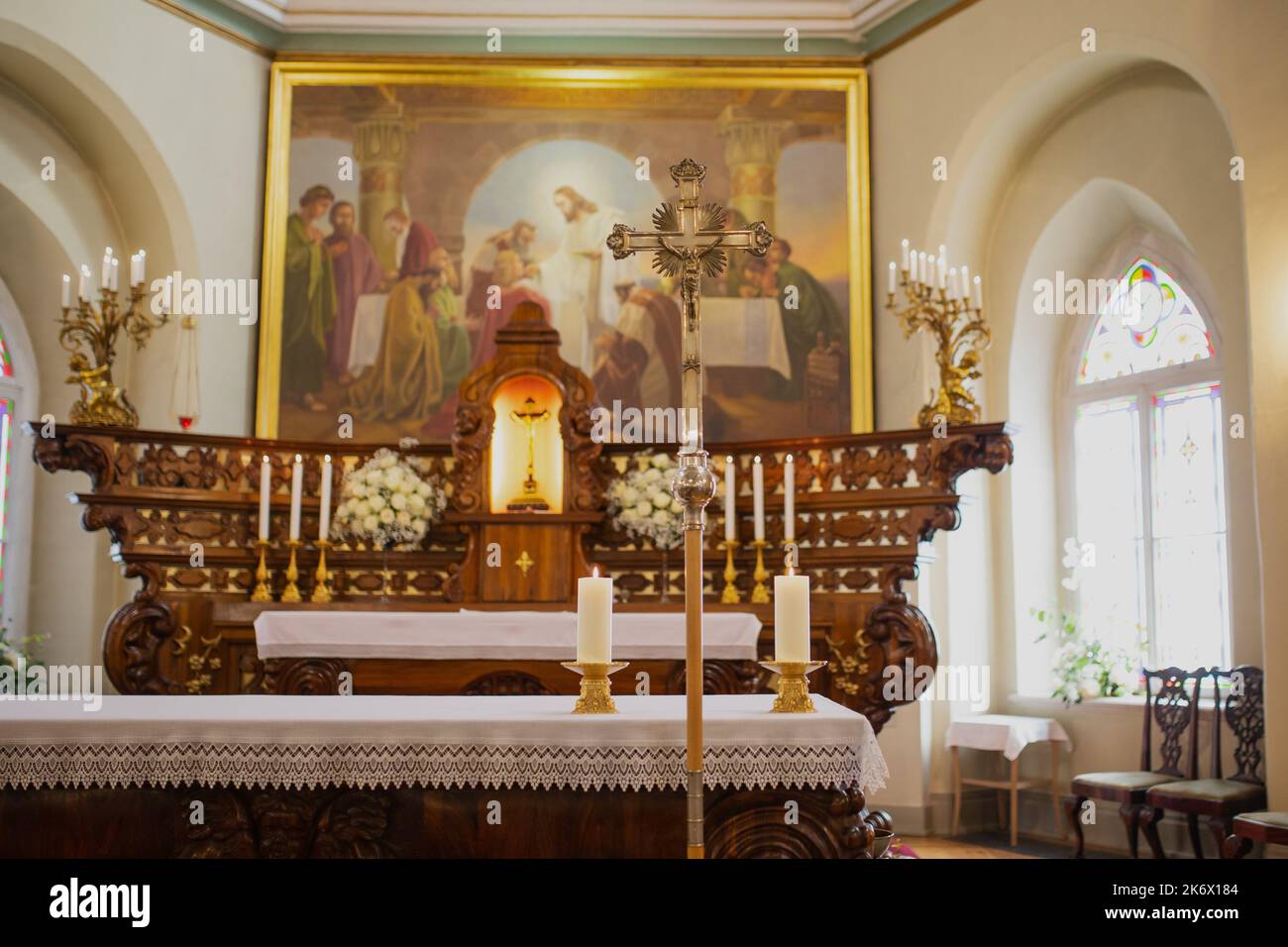 Riga catholic church, interior, Baltic states Stock Photo - Alamy