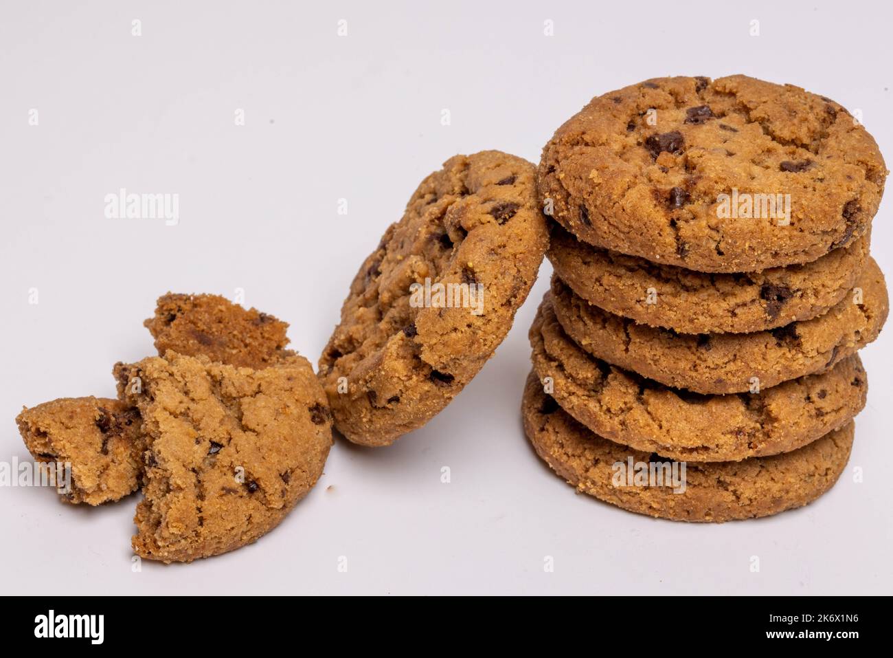 Chocolate chip cookies isolated on white background, Homemad cookies ...