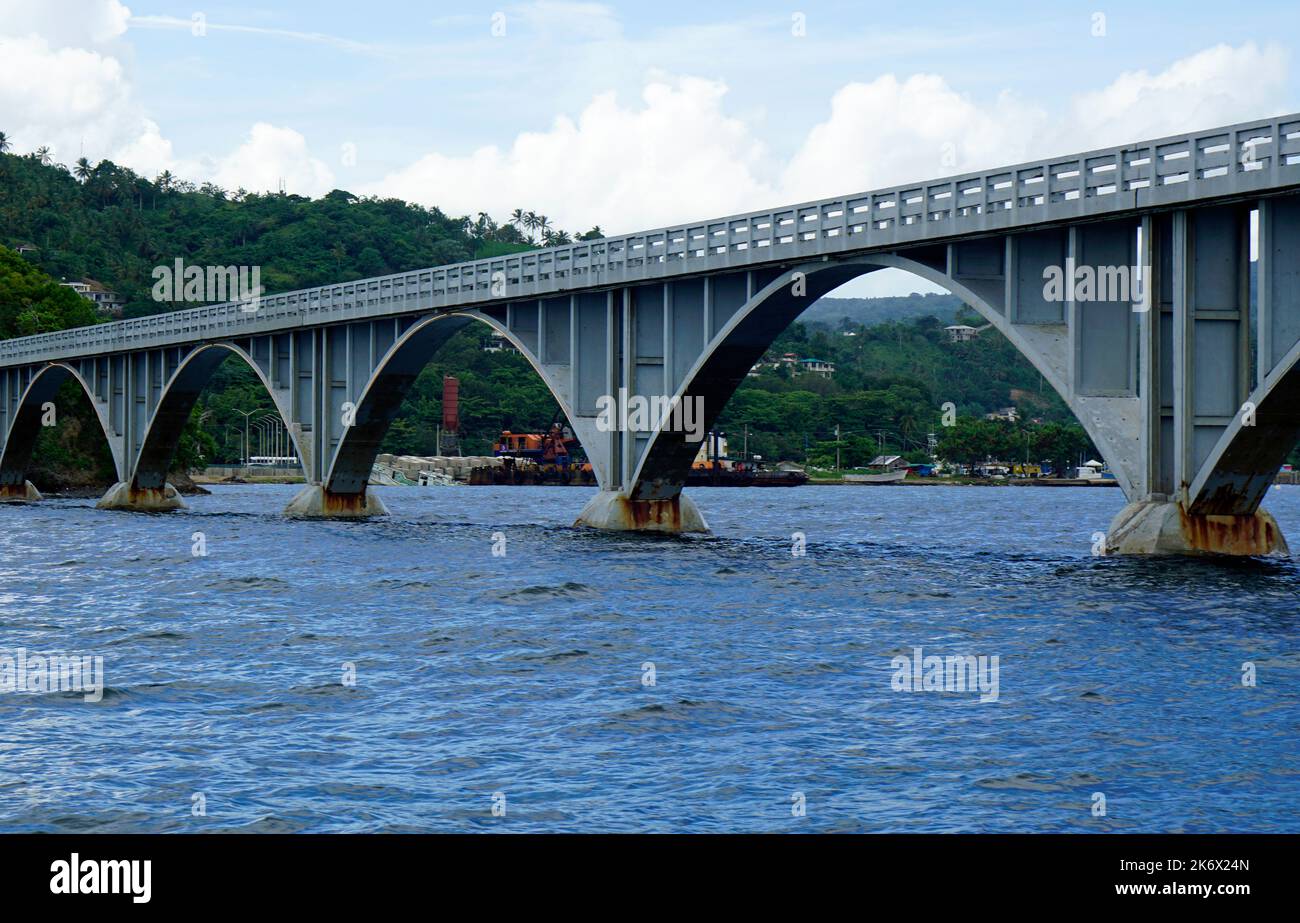 modern bridge in the bay of samana peninsula in the dominican republic ...