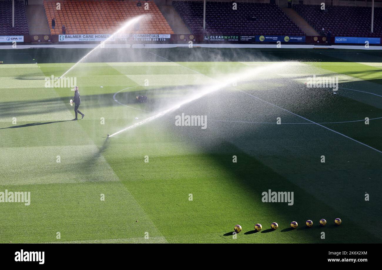 The pitch is watered ahead of the cinch Premiership match at Fir Park ...