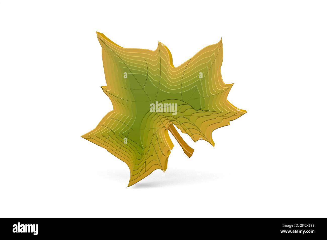 Three dimensional graphic of an autumn leaf isolated on a white ...