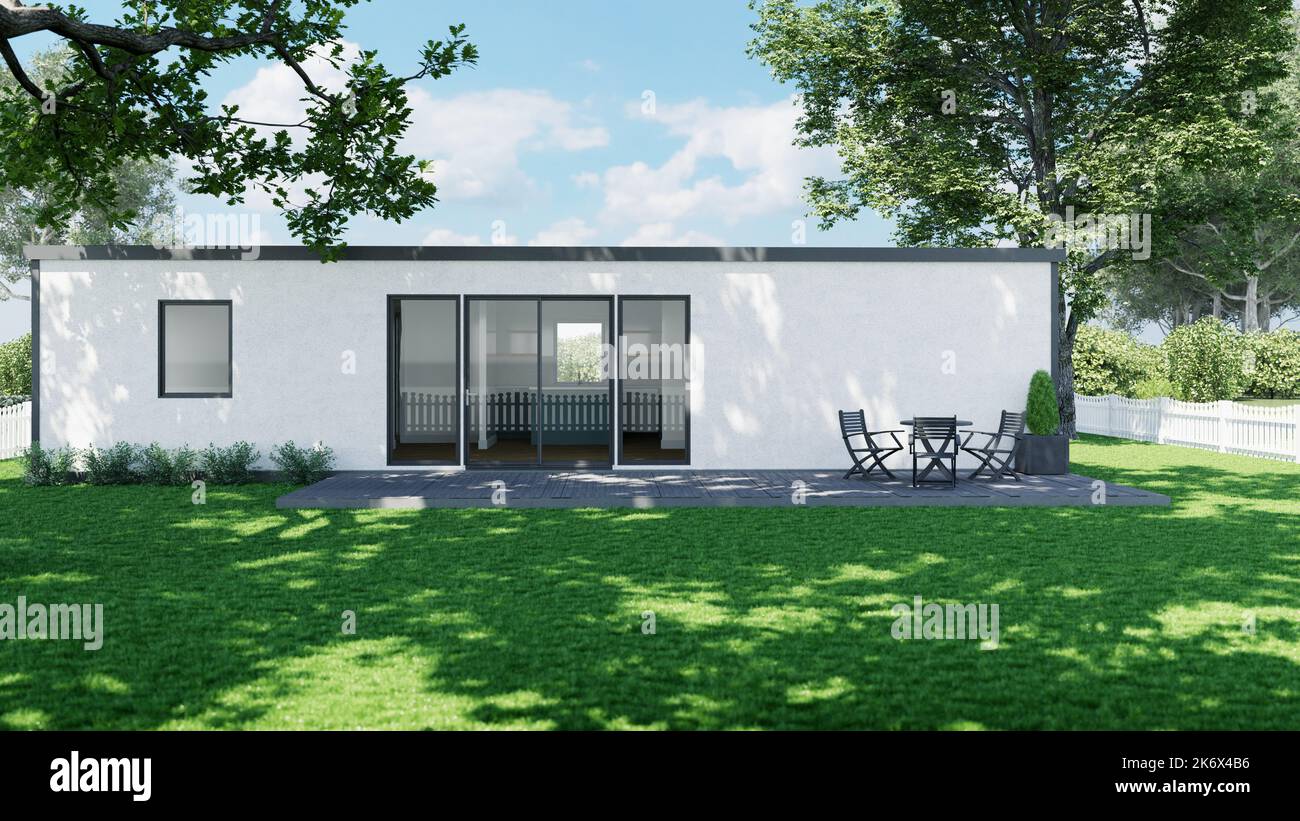 3d render of a well-maintained house with a landscape Stock Photo - Alamy