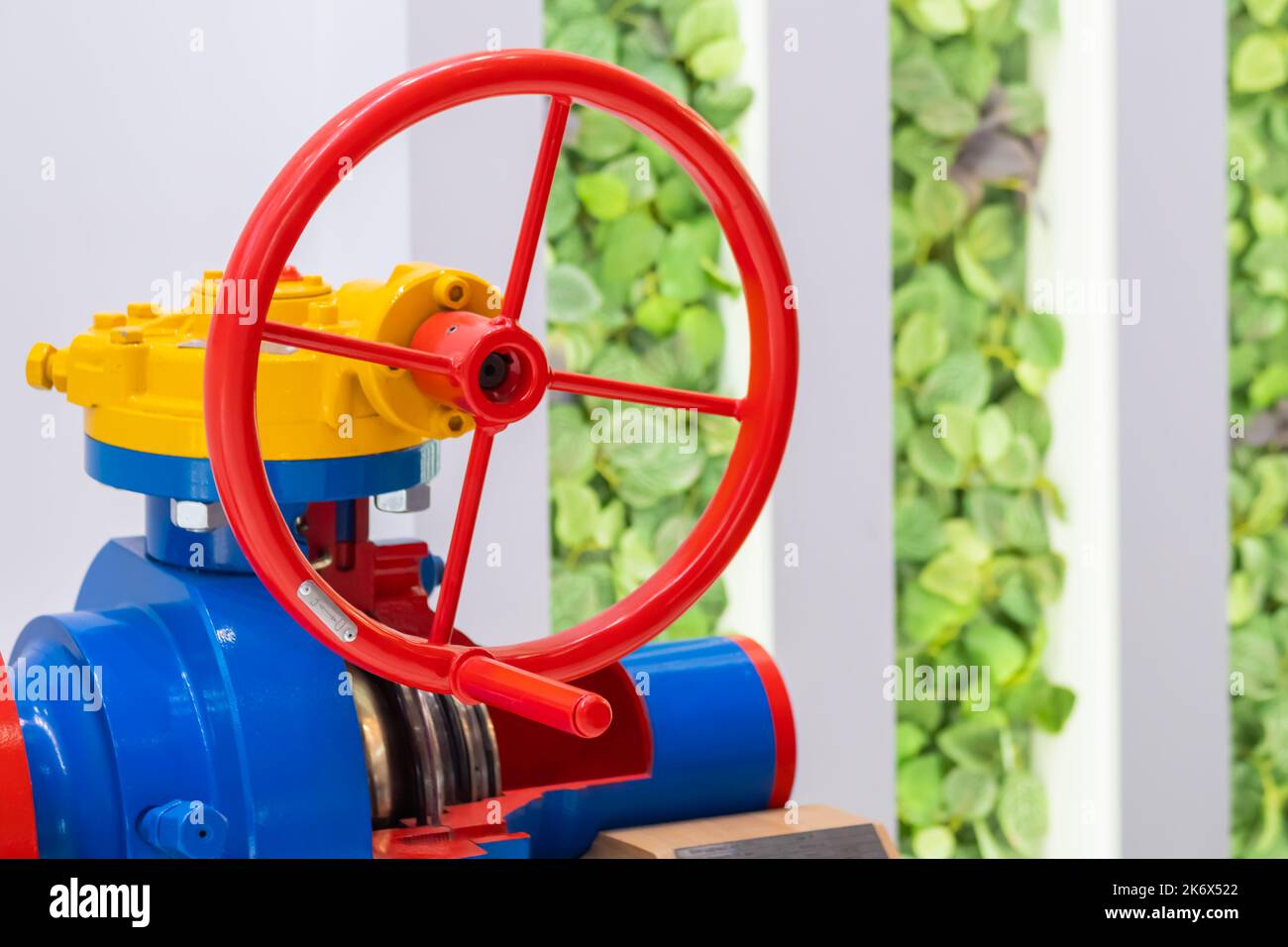 Red manual operate metal valve - industrial equipment at plant Stock ...