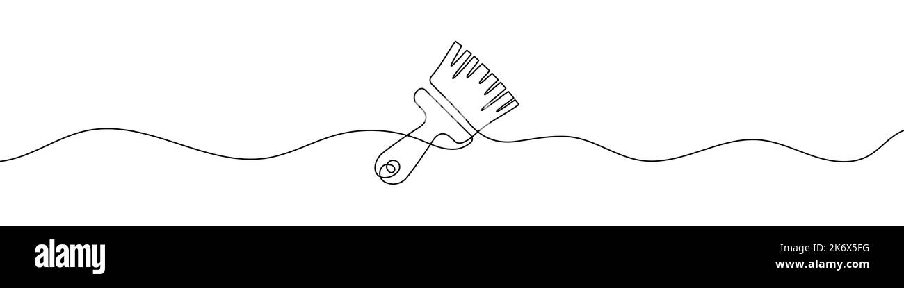 Continuous one line drawing silhouette of brush. The paintbrush linear ... Continuous one line drawing silhouette of brush. The paintbrush linear ...