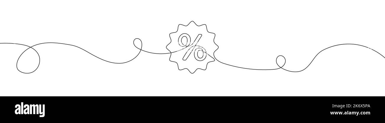 Linear background of percent sign. One continuous line drawing of a ...