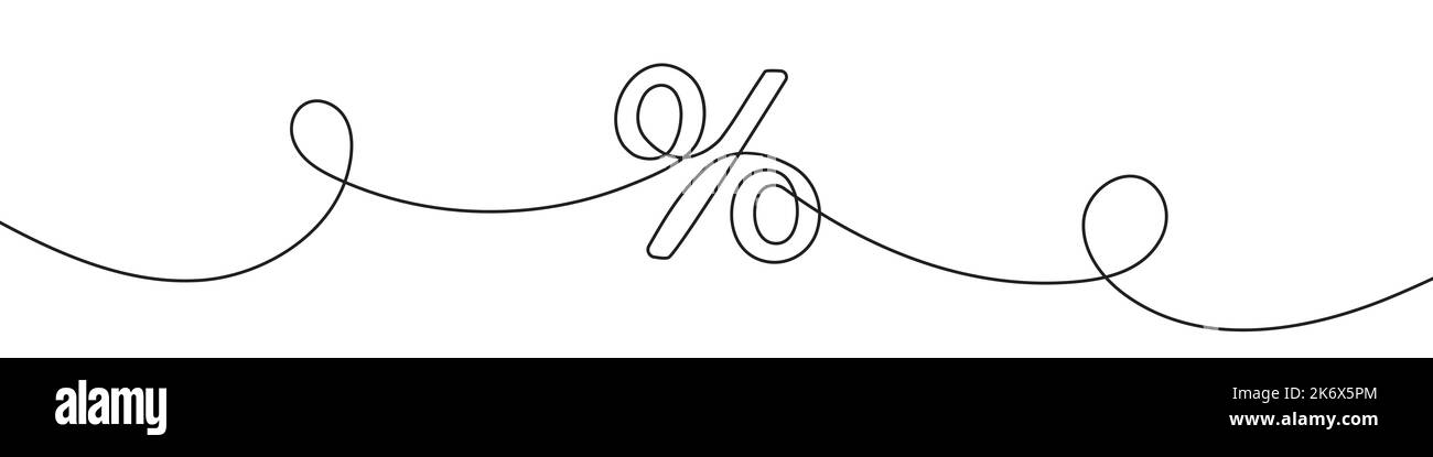 Linear background of percent sign. One continuous line drawing of a ...