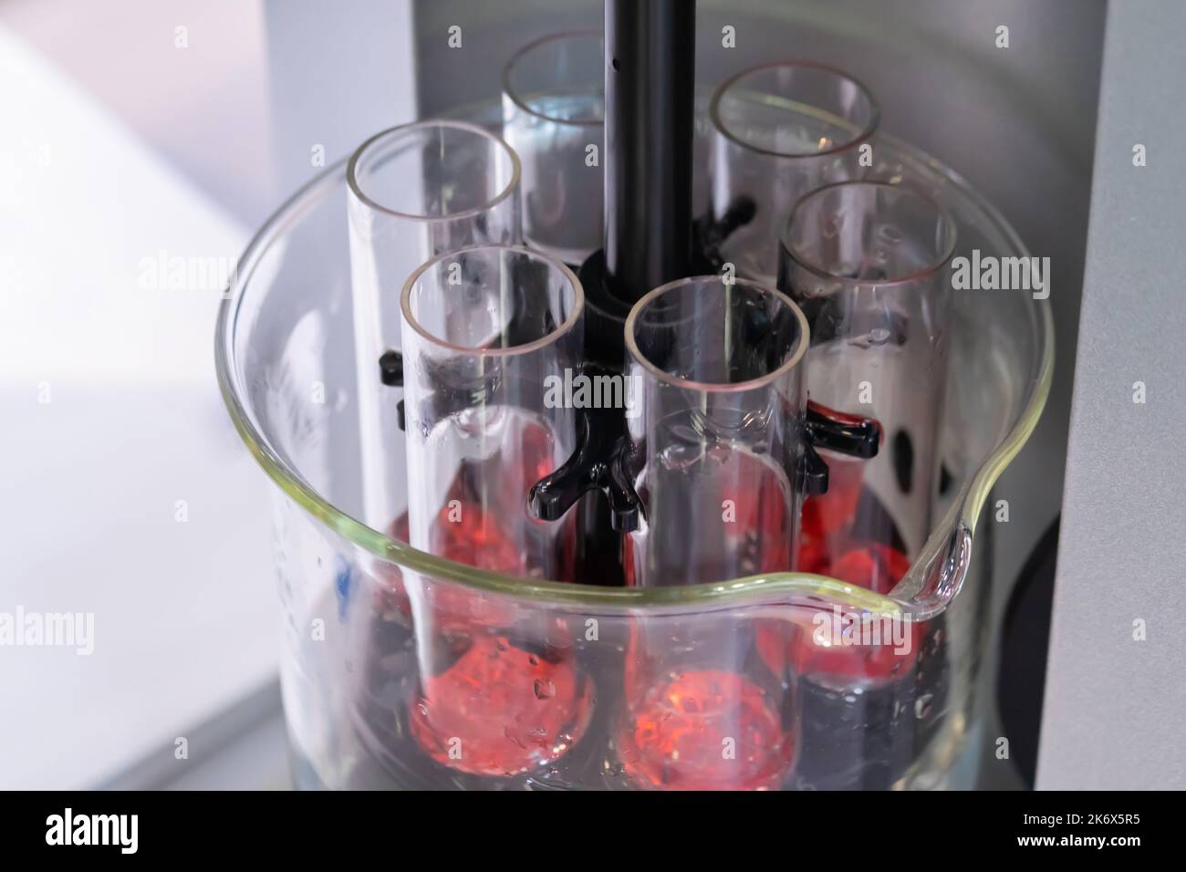 Close up: automatic tablet disintegration tester - laboratory equipment ...