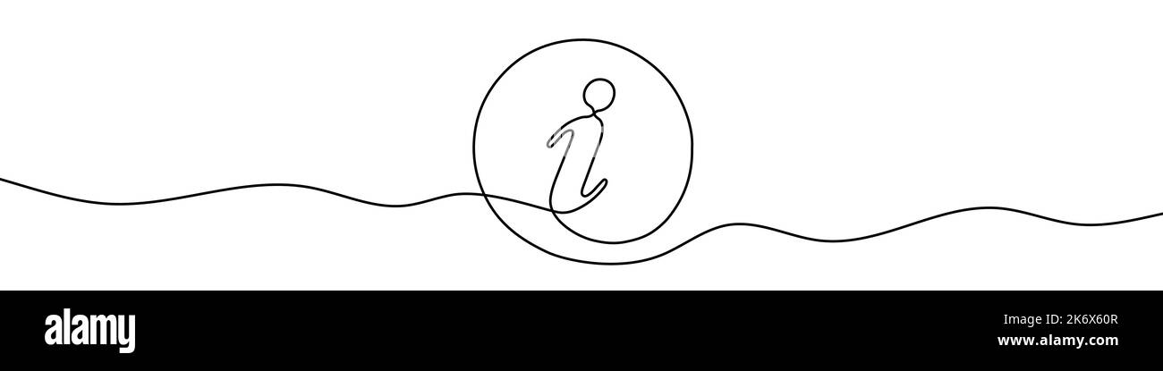 Continuous one line drawing silhouette of information symbol. The ...