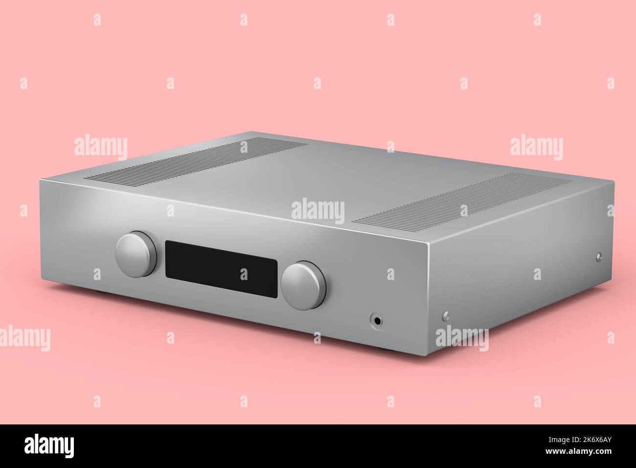 HiFi system with turntable and amplifier for home theater on pink ...