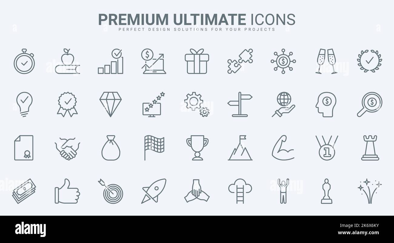 Success thin line icons set vector illustration. Outline symbols of top ...