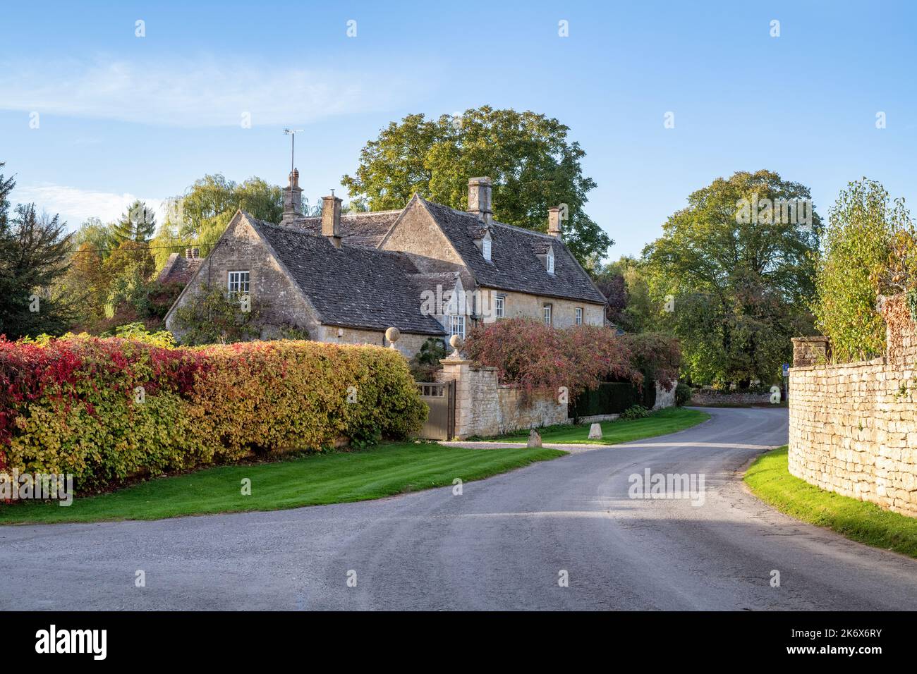 Cotswold village in autumn. Taynton, Cotswolds, Oxfordshire, England ...