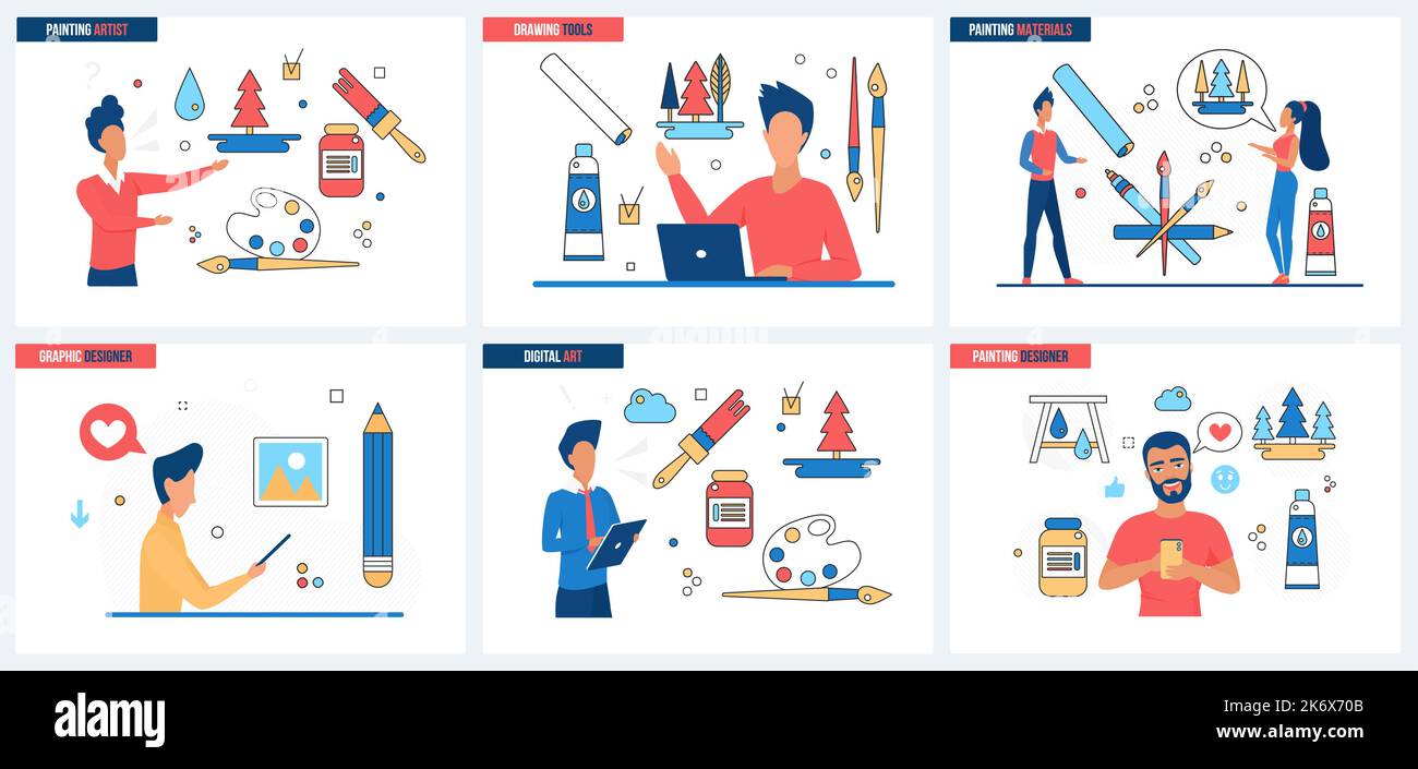 Creative graphic design set vector illustration. Cartoon professional ...