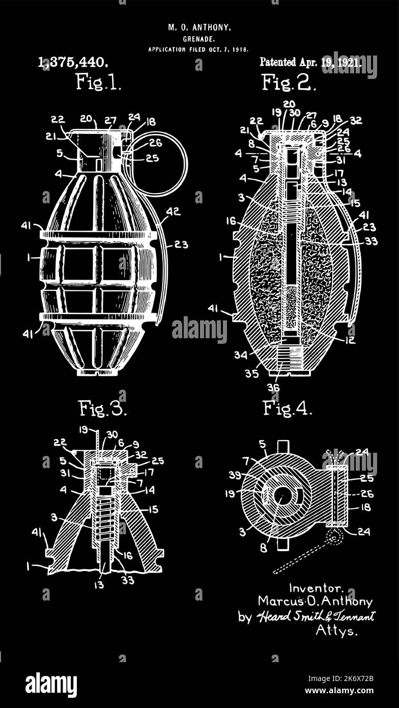 1918 Grenade Patent Art Stock Vector Image & Art - Alamy