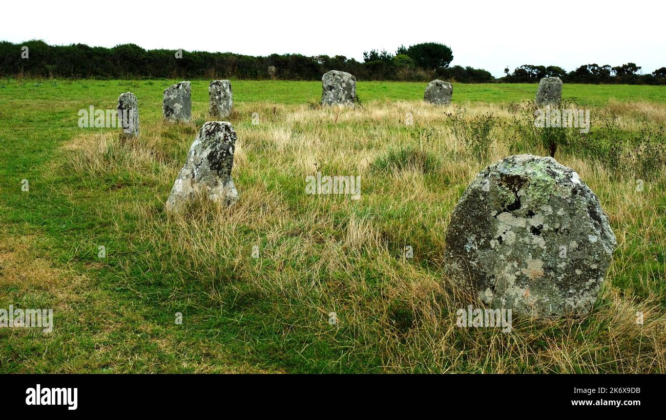 Some of the stones at the Merry Maidens stone circle, Cornwall, UK ...
