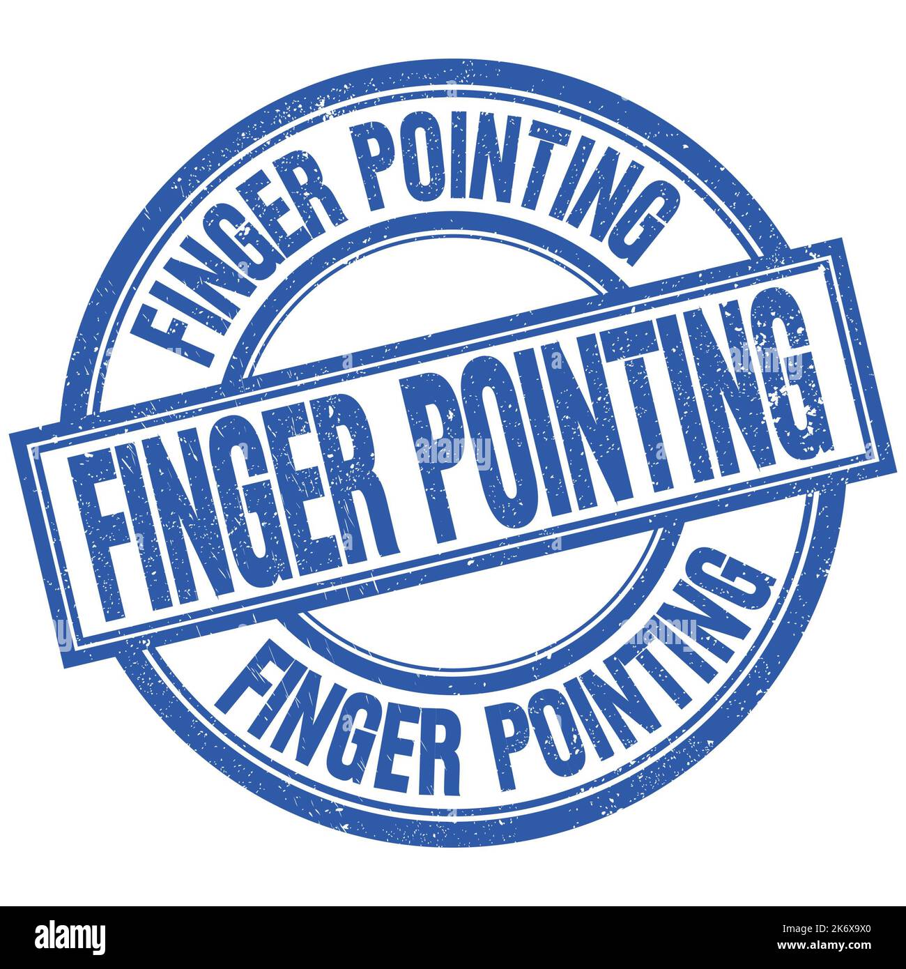 FINGER POINTING text written word on blue round stamp sign Stock Photo ...