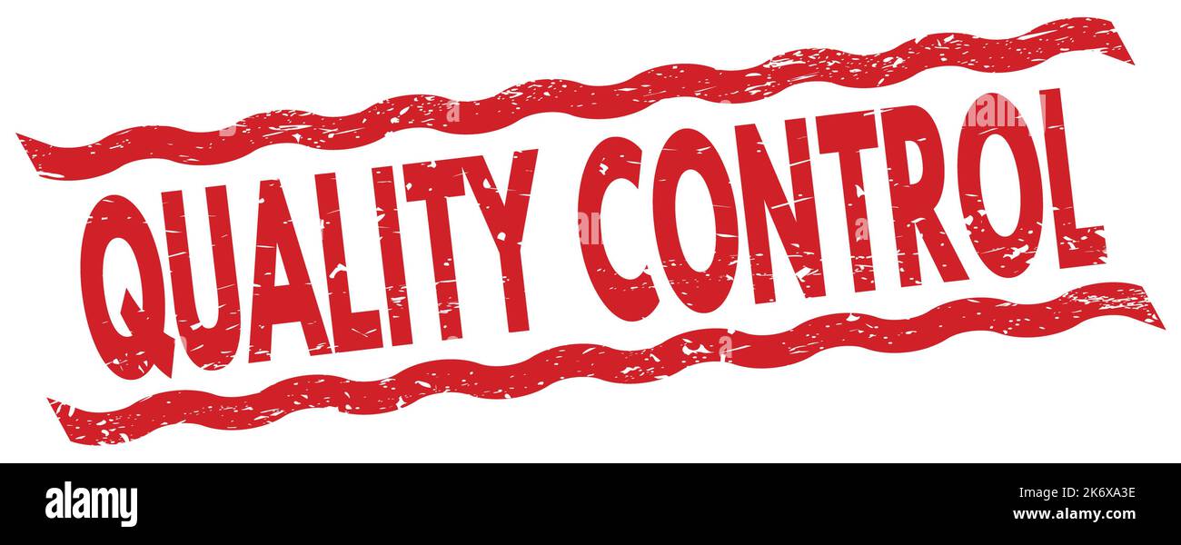 QUALITY CONTROL text written on red lines stamp sign Stock Photo - Alamy
