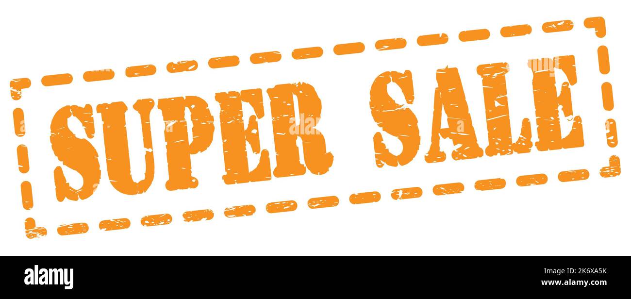 SUPER SALE text written on orange dash stamp sign Stock Photo - Alamy
