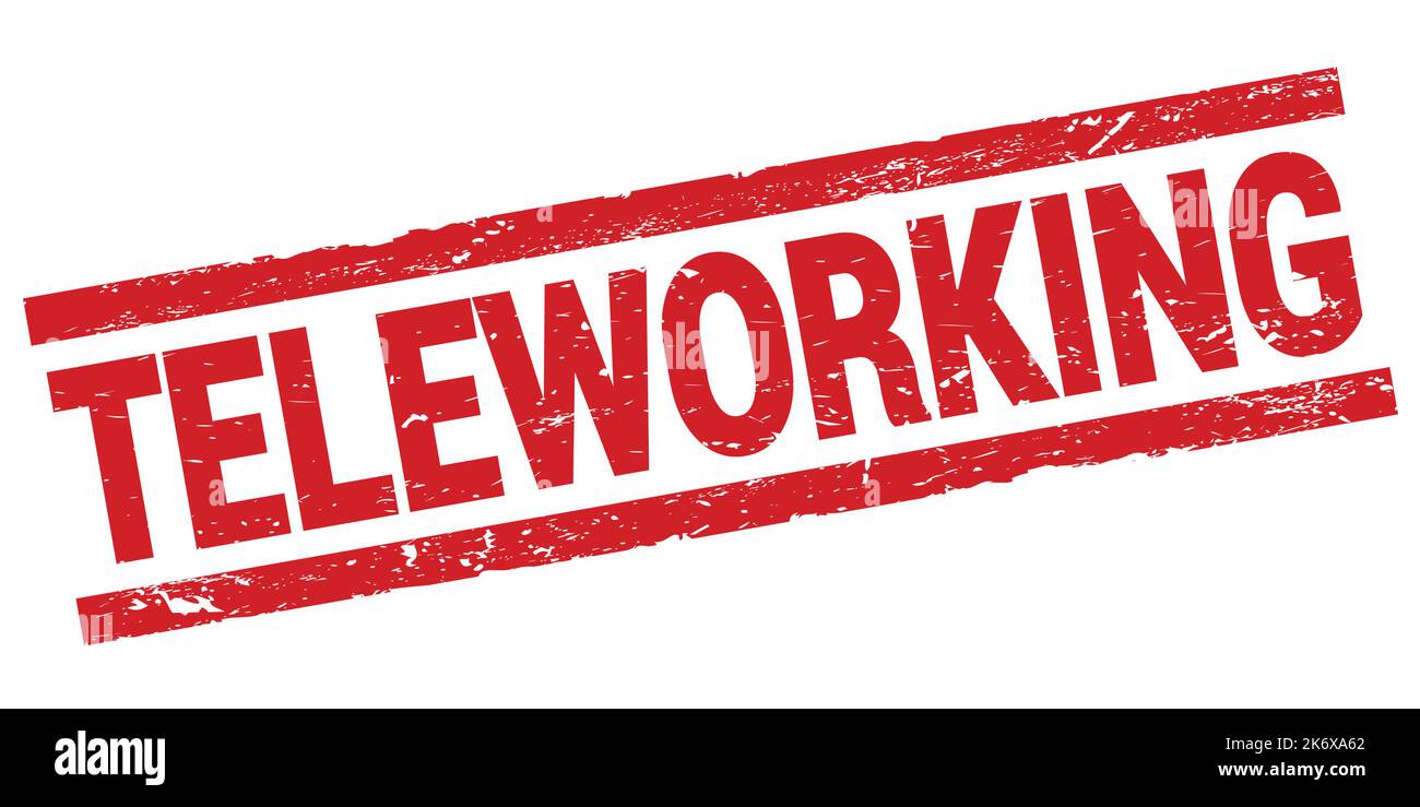 TELEWORKING text written on red rectangle stamp sign Stock Photo - Alamy