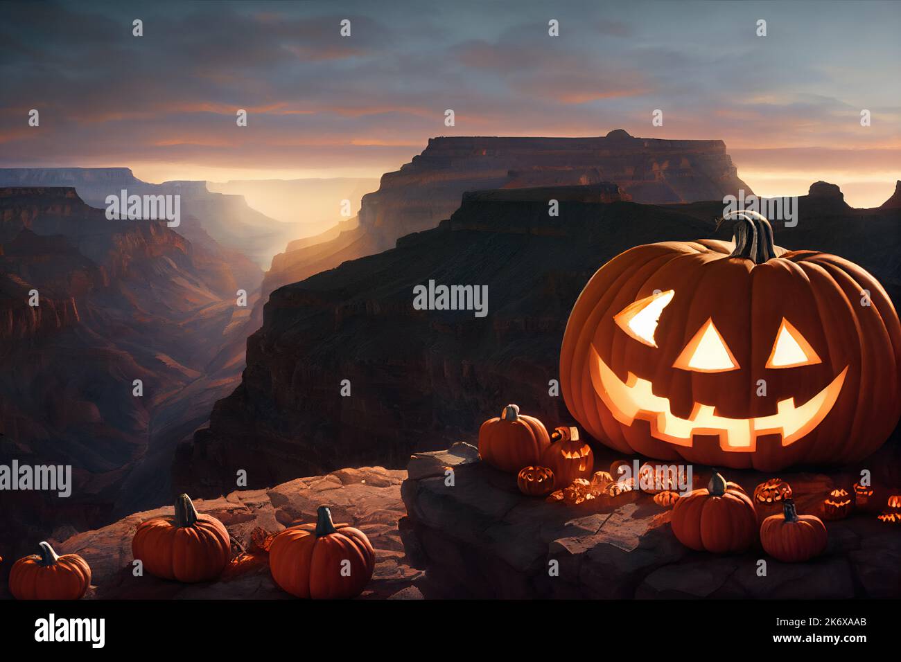 Digital painting illustration,haloween in the grand canyon, cinematic ...
