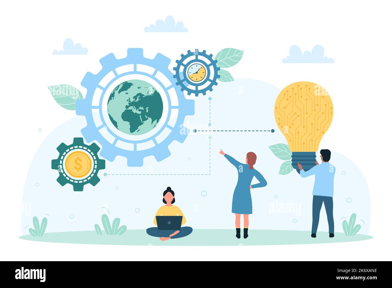 Global financial idea development organization vector illustration ...