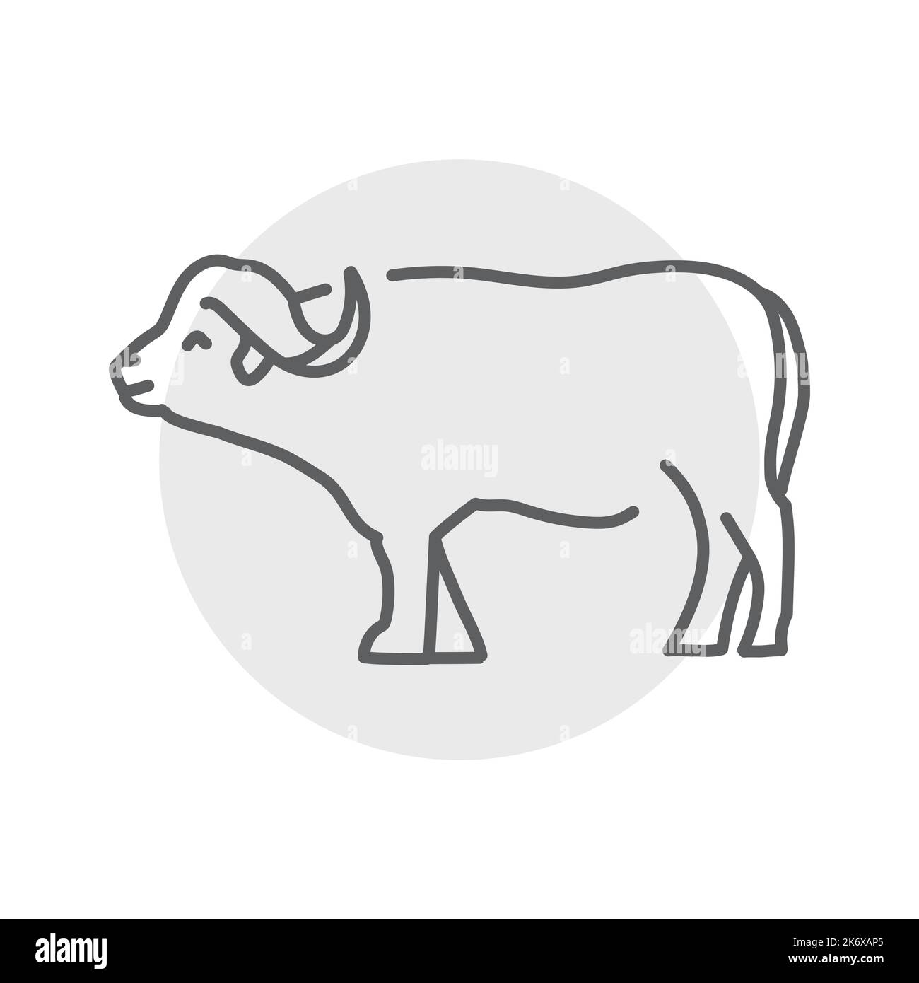 Buffalo color line illustration. Animals of Africa Stock Vector Image ...
