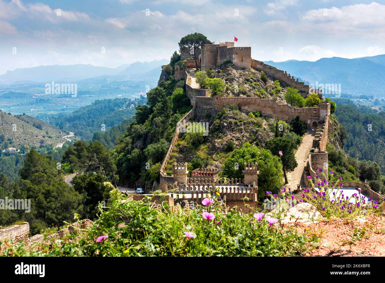 Xativa castle an hours train ride from Valencia in Spain Stock Photo ...