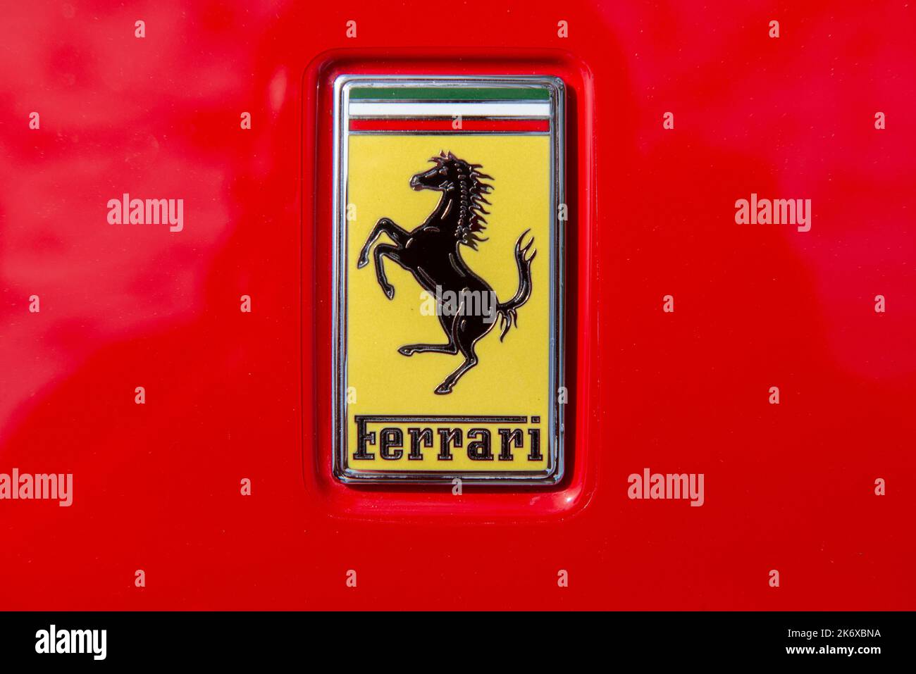 Atibaia - Brazil, October 7, 2022: Close up of Scuderia Ferrari symbol ...