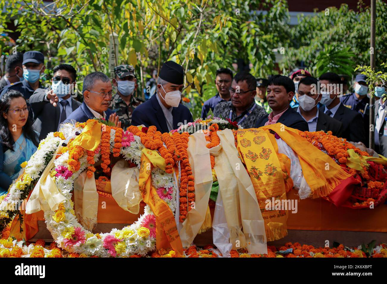 Nepal. 16th Oct, 2022. Prime Minister and President of Nepali Congress Sher Bahadur Deuba pays ...
