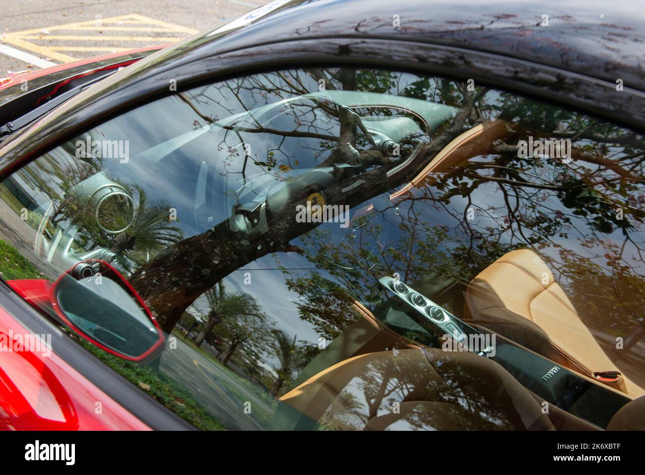 Atibaia - Brazil, October 7, 2022: Interior view of a Ferrari F8 ...