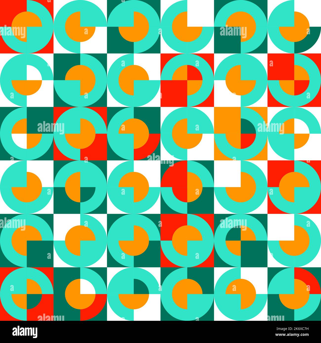 Seamless pattern in retro bauhaus style with circles. Background with ...