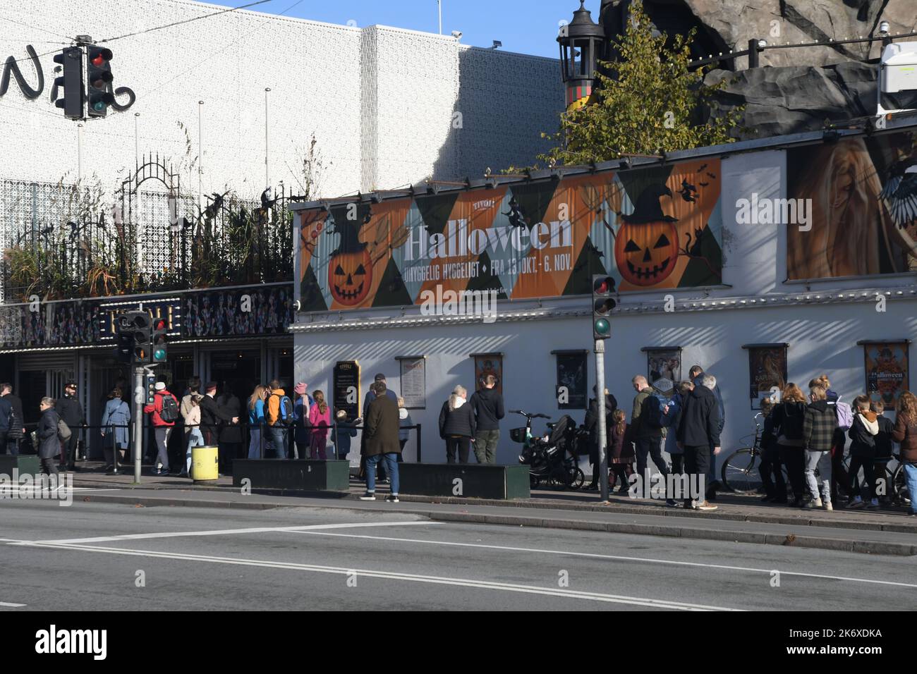 Copenhagen /Denmark/16 October 2022 / Visitors witing at Tivoli garden ...