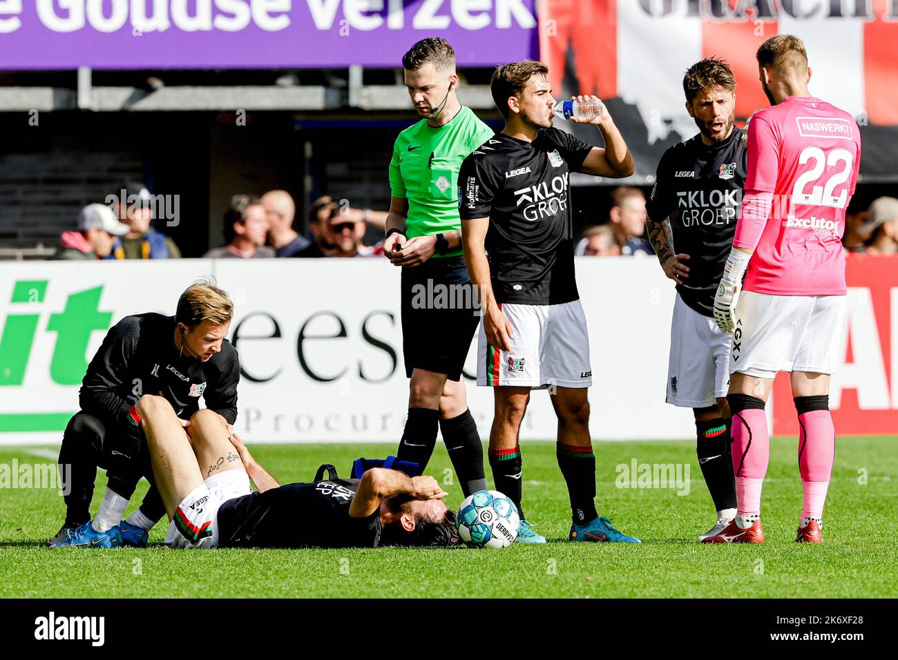 ROTTERDAM, NETHERLANDS - OCTOBER 16: Ivan Marquez of N.E.C. in medical treatment due to injury ...
