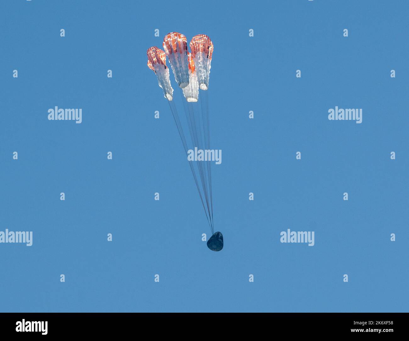 The SpaceX Crew Dragon Freedom spacecraft is seen as it lands with NASA ...