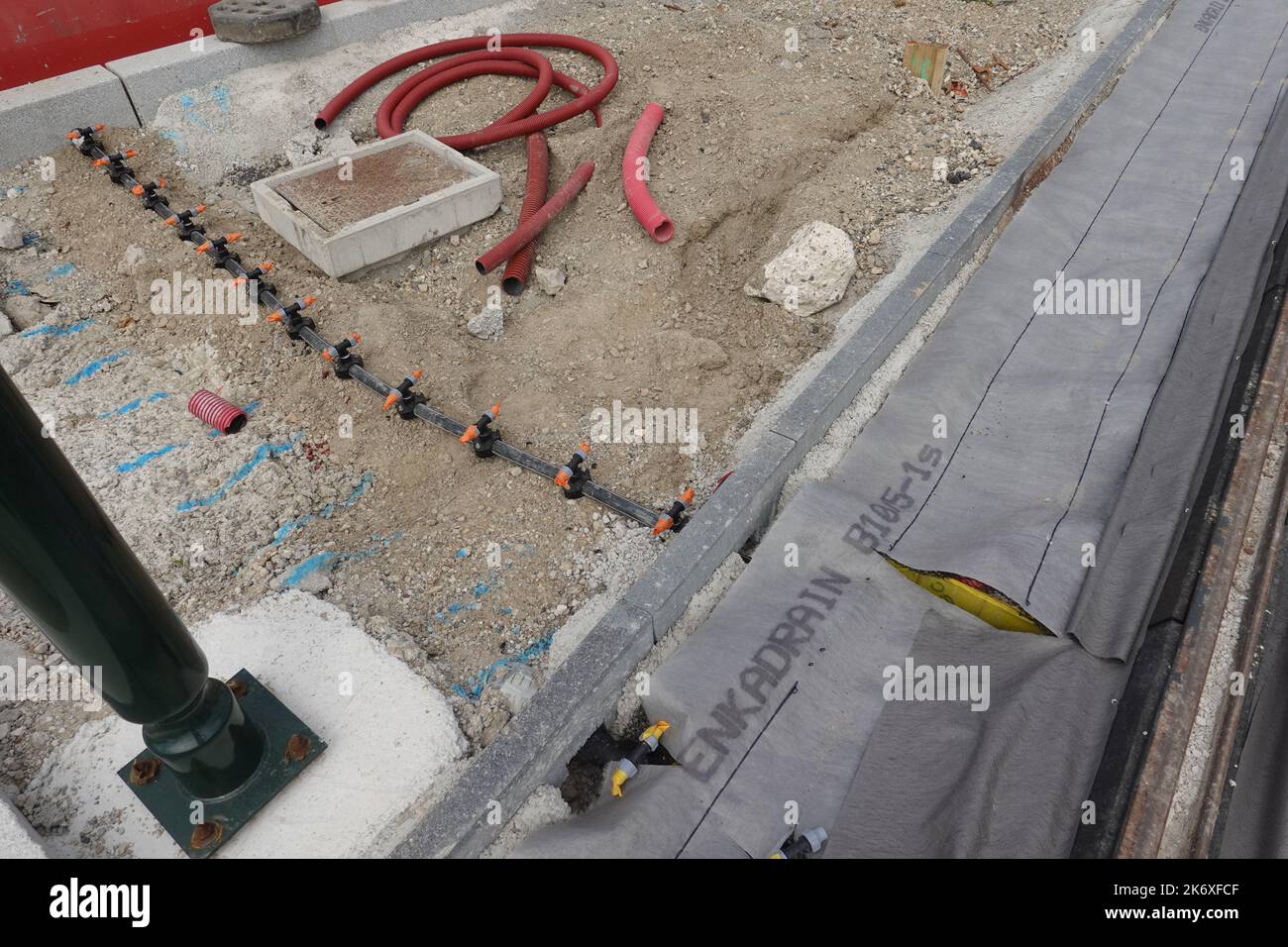 Paris, Straßenbahn, Baustelle T10, Parc des Sports // Paris, Tramway ...