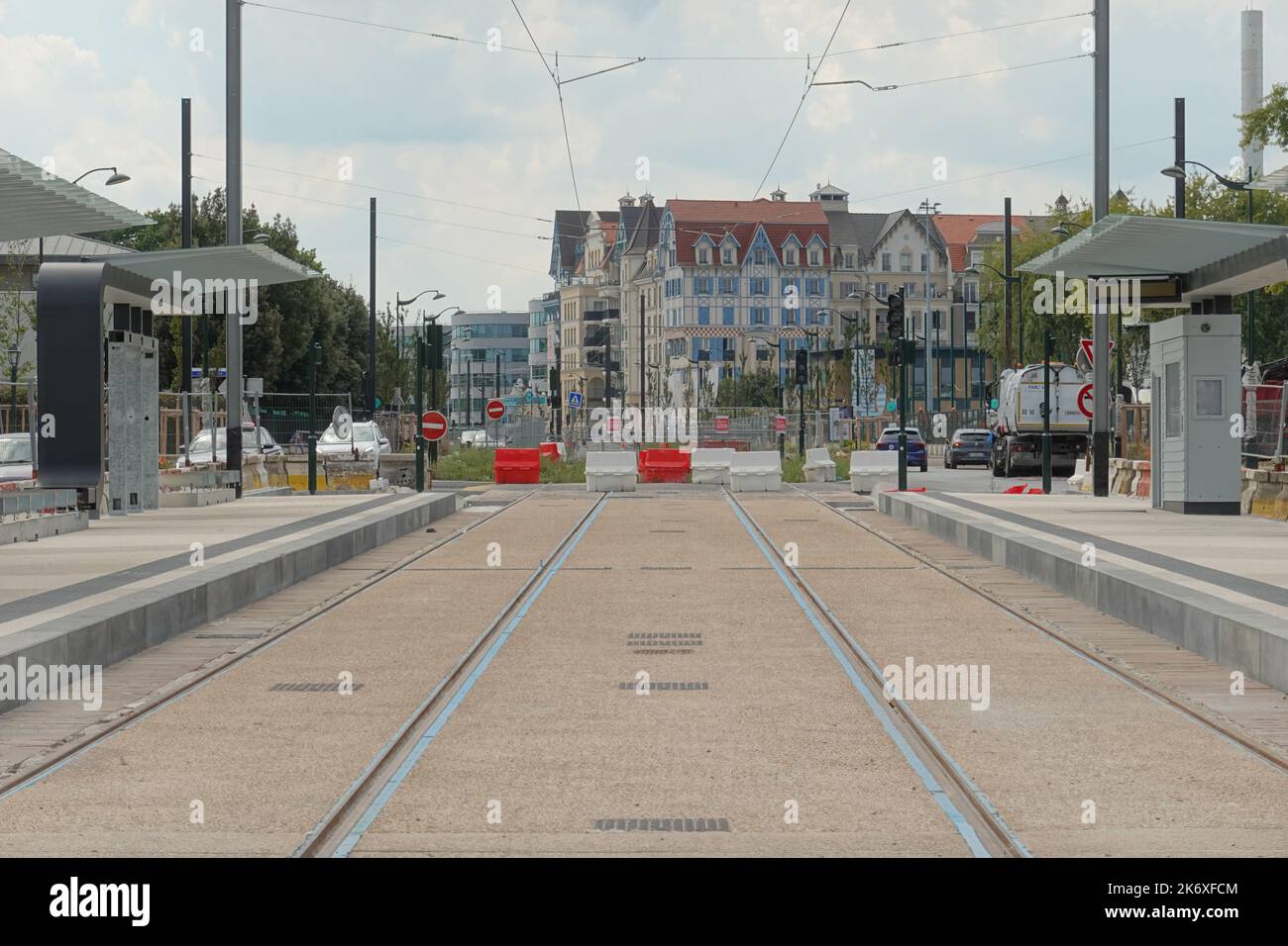 Paris, Straßenbahn, Baustelle T10, Parc des Sports // Paris, Tramway ...