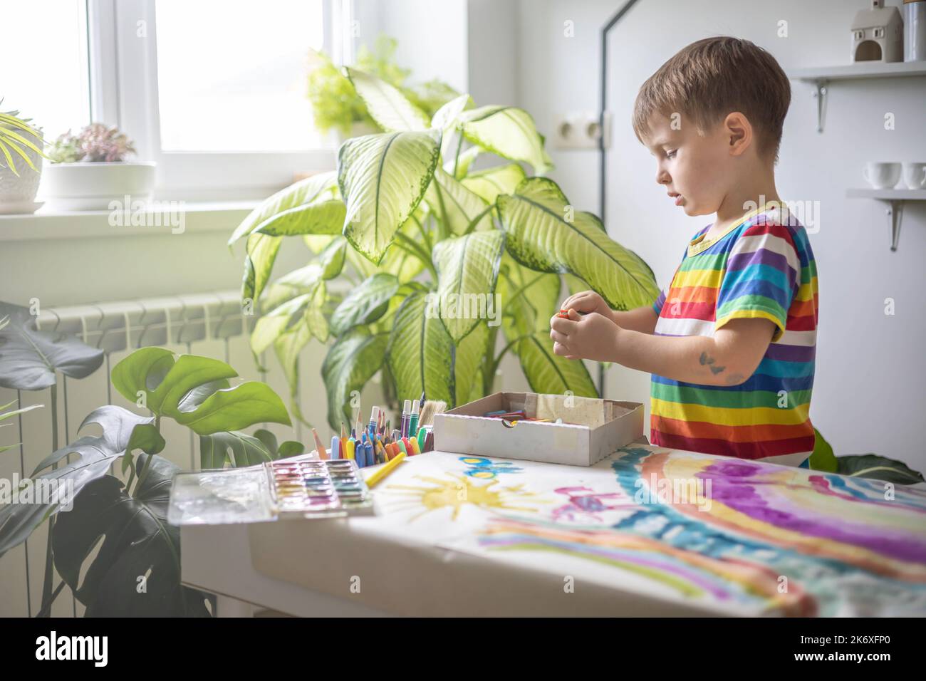 Confident cute male kid hi-res stock photography and images - Alamy